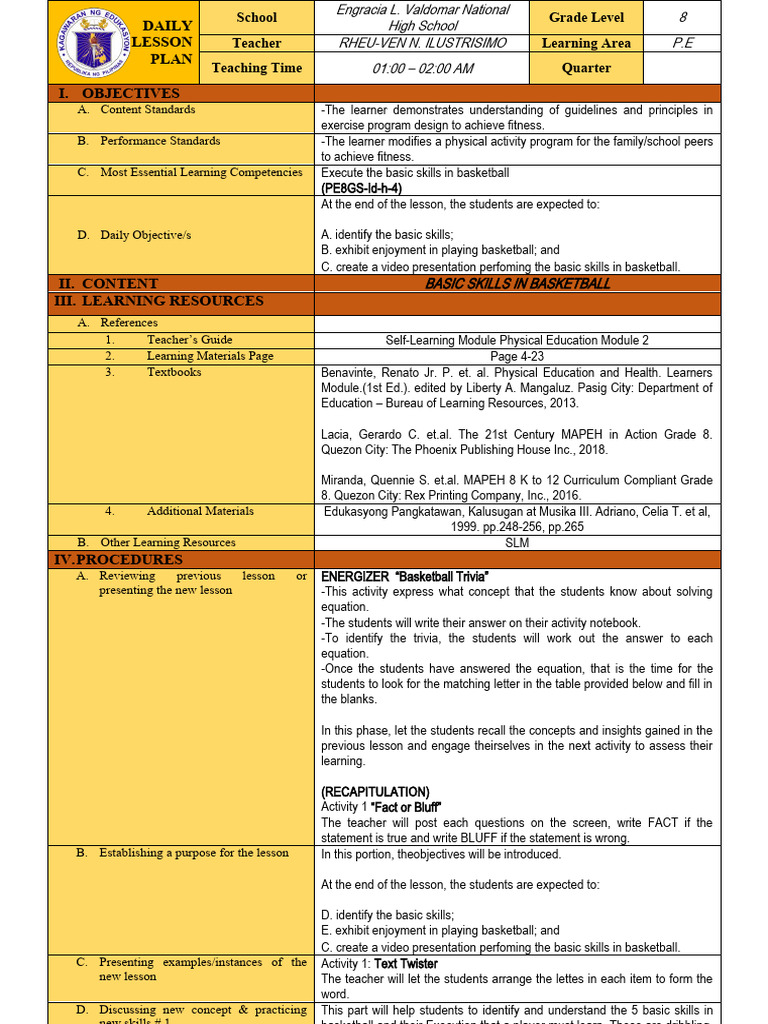 DLP CO2 Ilustrisimo | PDF | Learning | Physical Education
