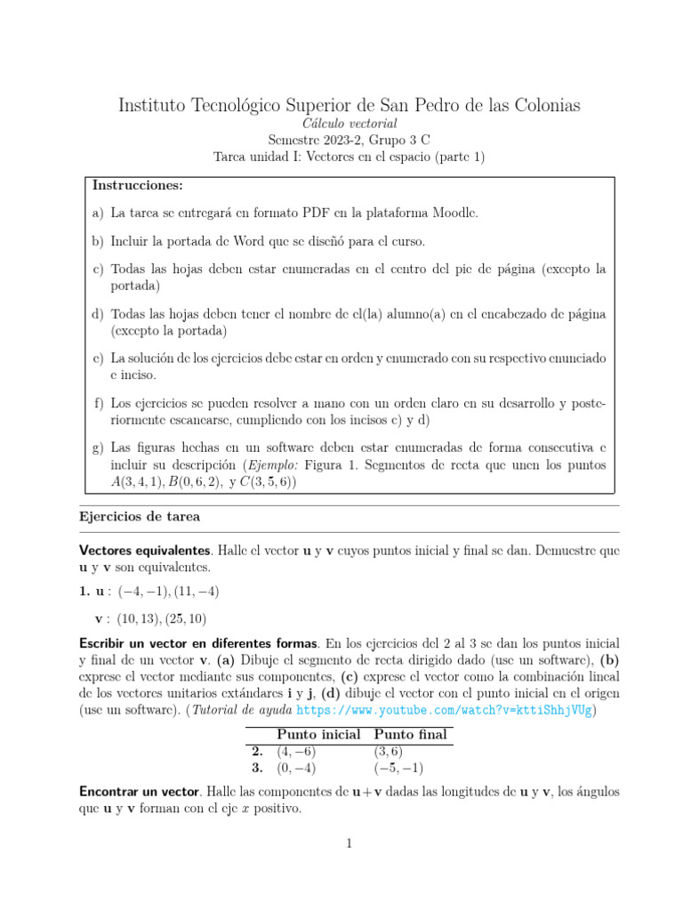 TU1 Part 1 | PDF | Vector Euclidiano | Triángulo