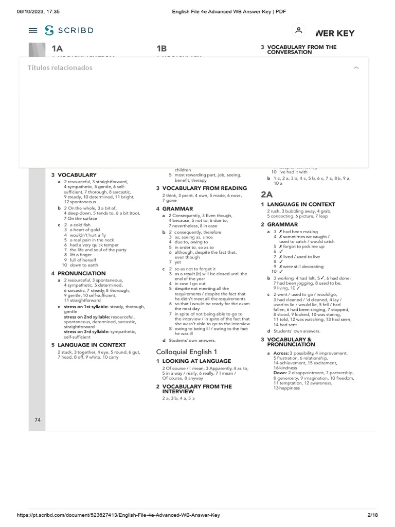 English File 4e Advanced WB Answer Key _ PDF | PDF