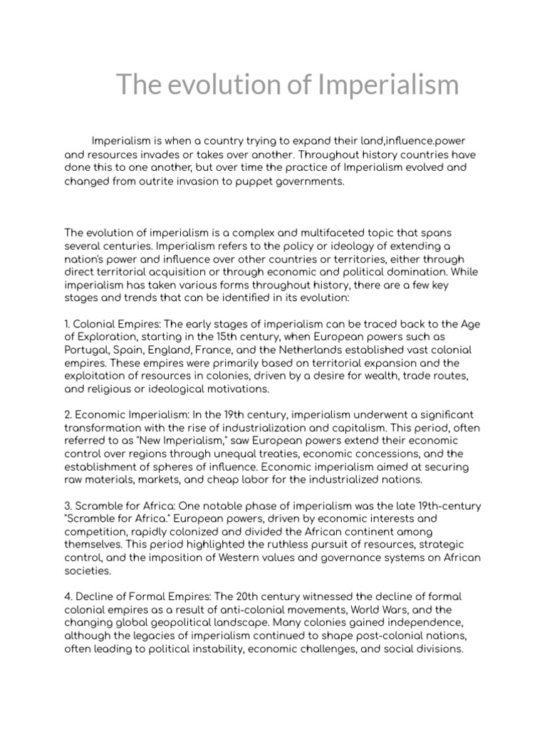 Understanding Imperialism's Evolution | PDF | Imperialism | Colonialism