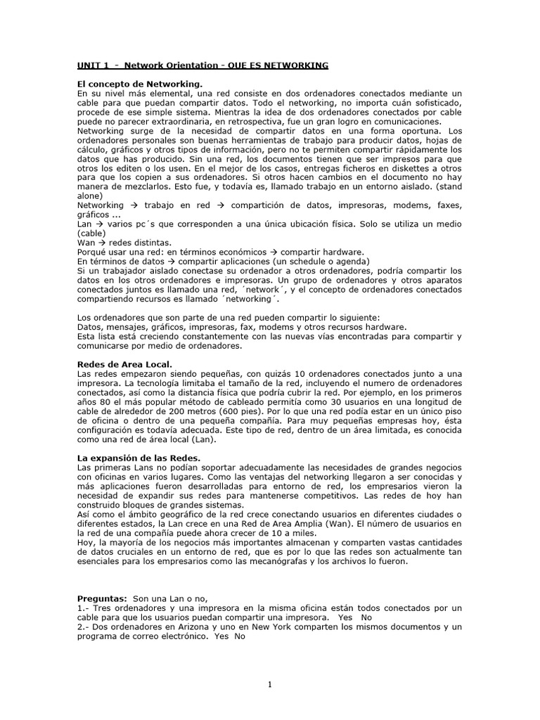 Unit 1 Network Orientation | PDF