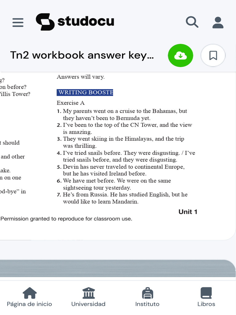Tn2 Workbook Answer Key Solucionario - Top Notch 2, Third Edition Unit 1 UNIT 1 Exercise 1 1 ...