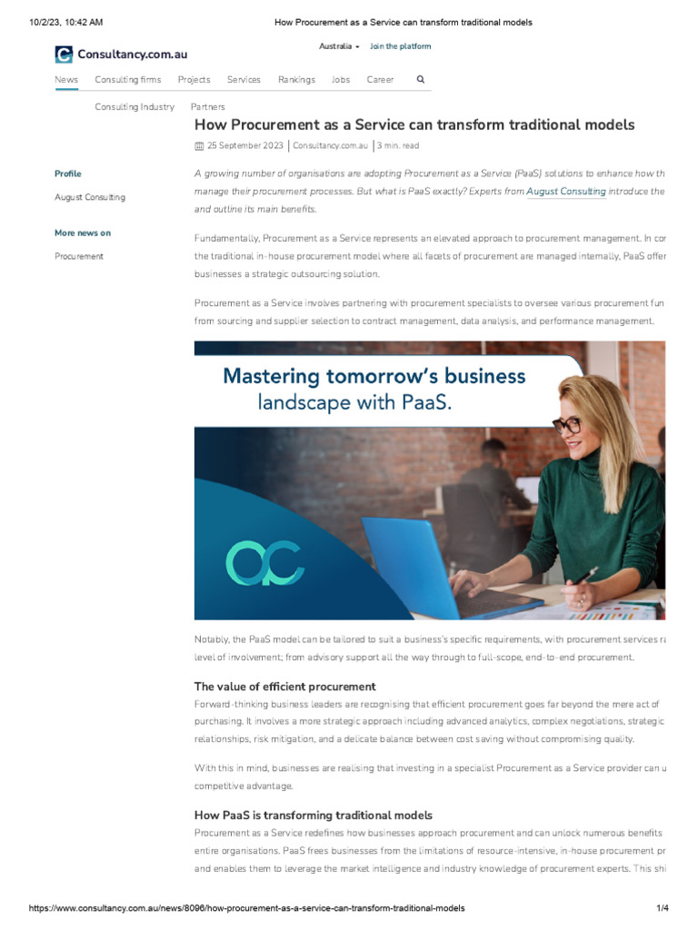 How Procurement As A Service Can Transform Traditional Models | PDF