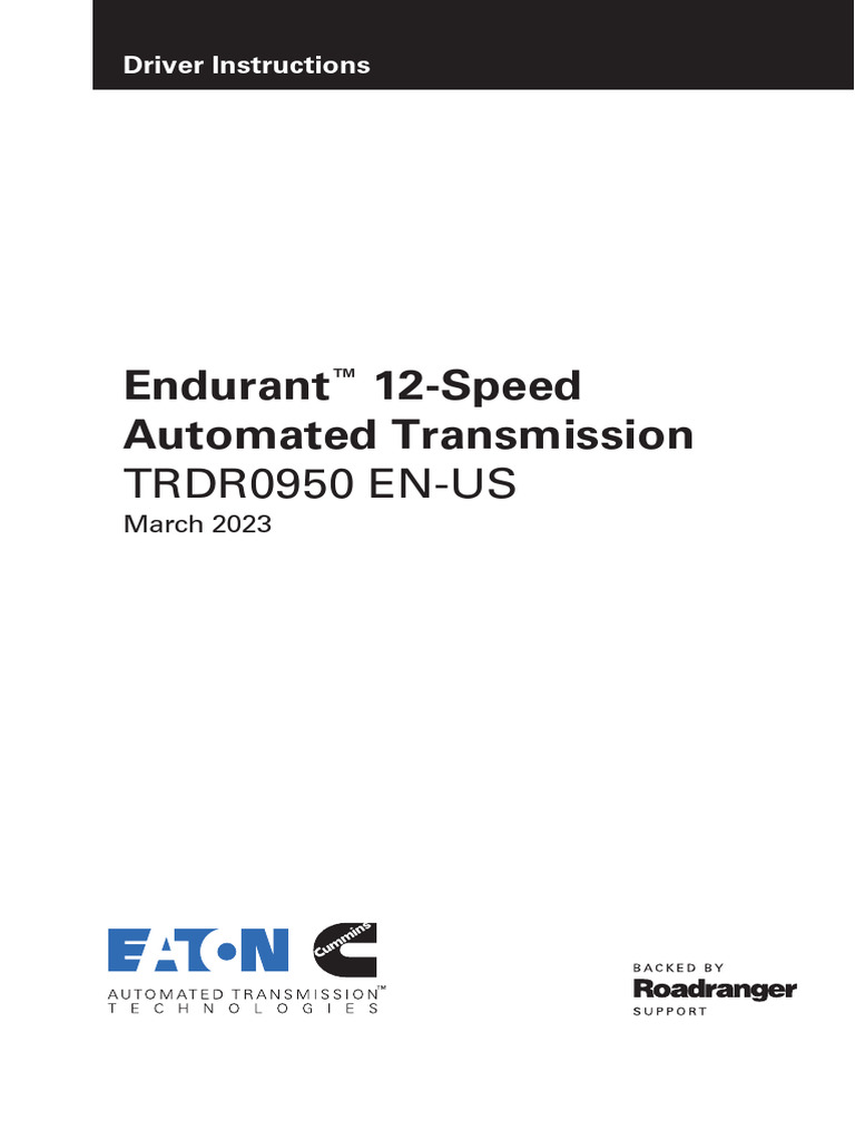 Endurant Driver Instructions TRDR0950 en Us | PDF | Manual Transmission ...