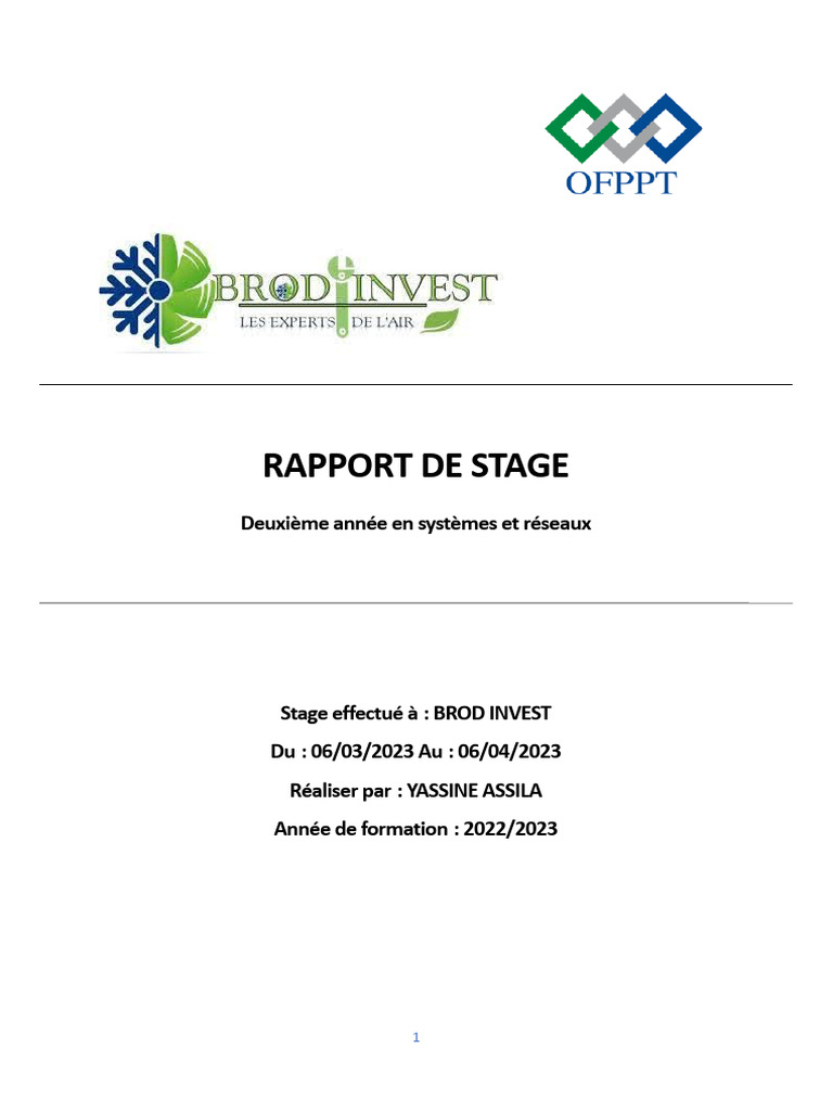 Rapport de Stage 1 | PDF