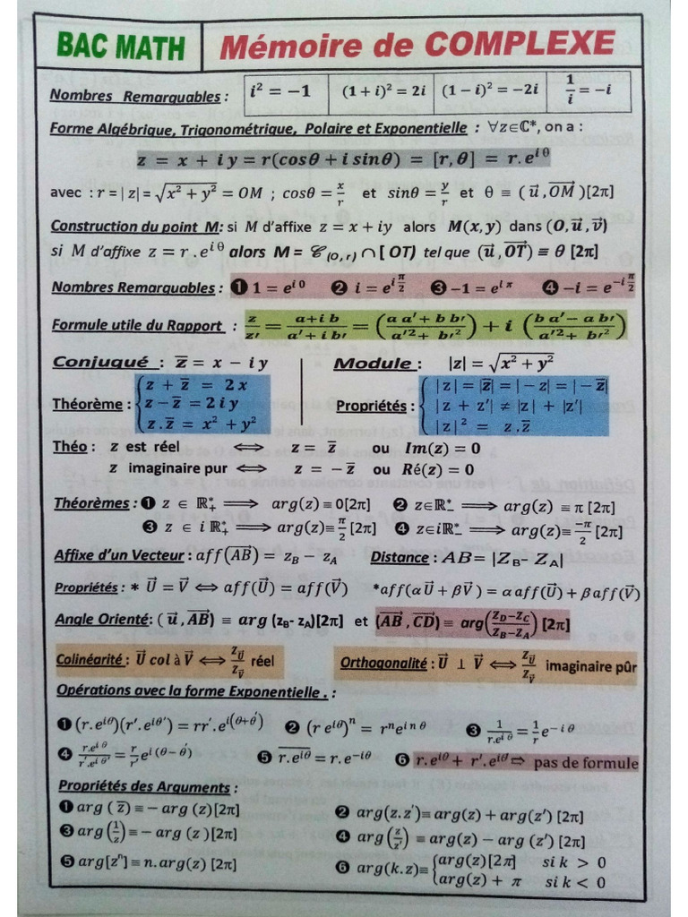 Complexe Aux Bac (Nouveau Régime) 4è Math | PDF