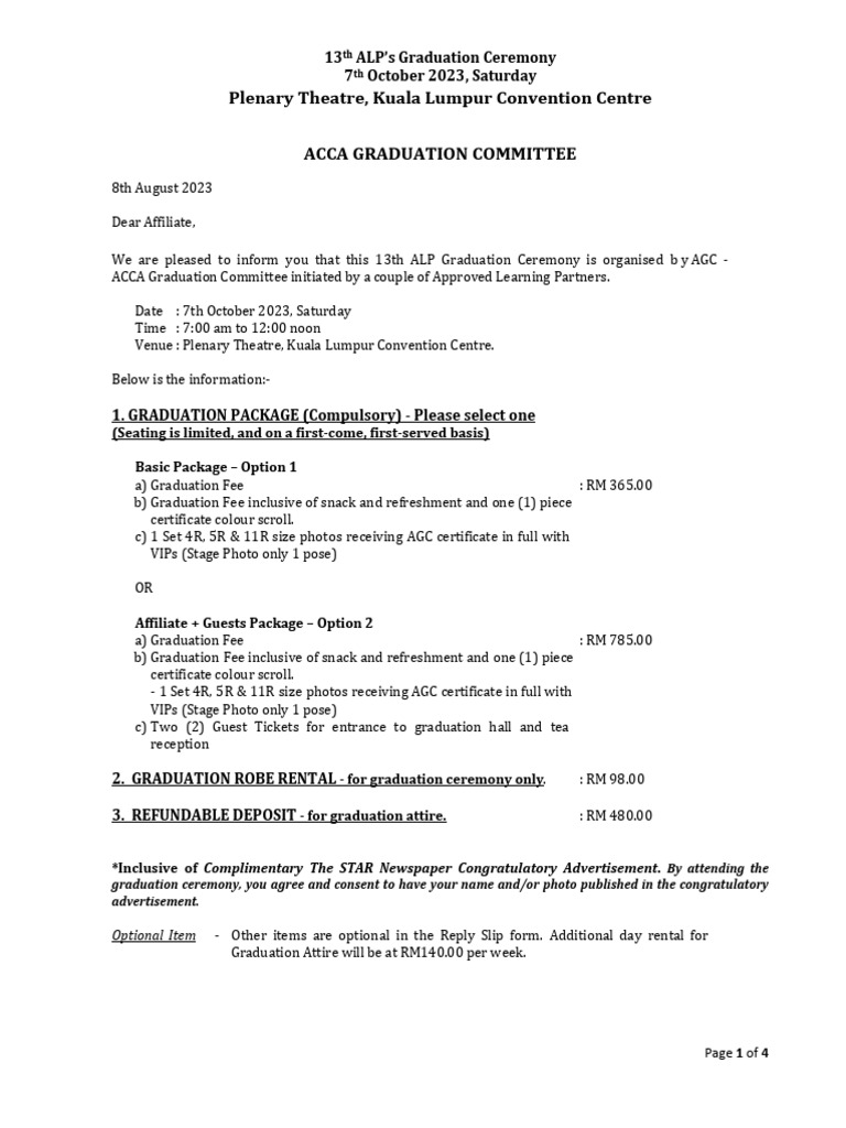 ACCA 2023 - Infomation Leaflet 18.08.2023 | PDF