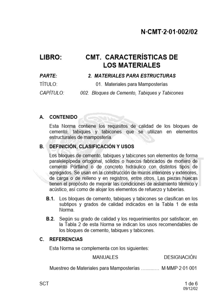 N-CMT-2-01-002-02 - Bloques de Cemento Tabiques y Tabicones | PDF