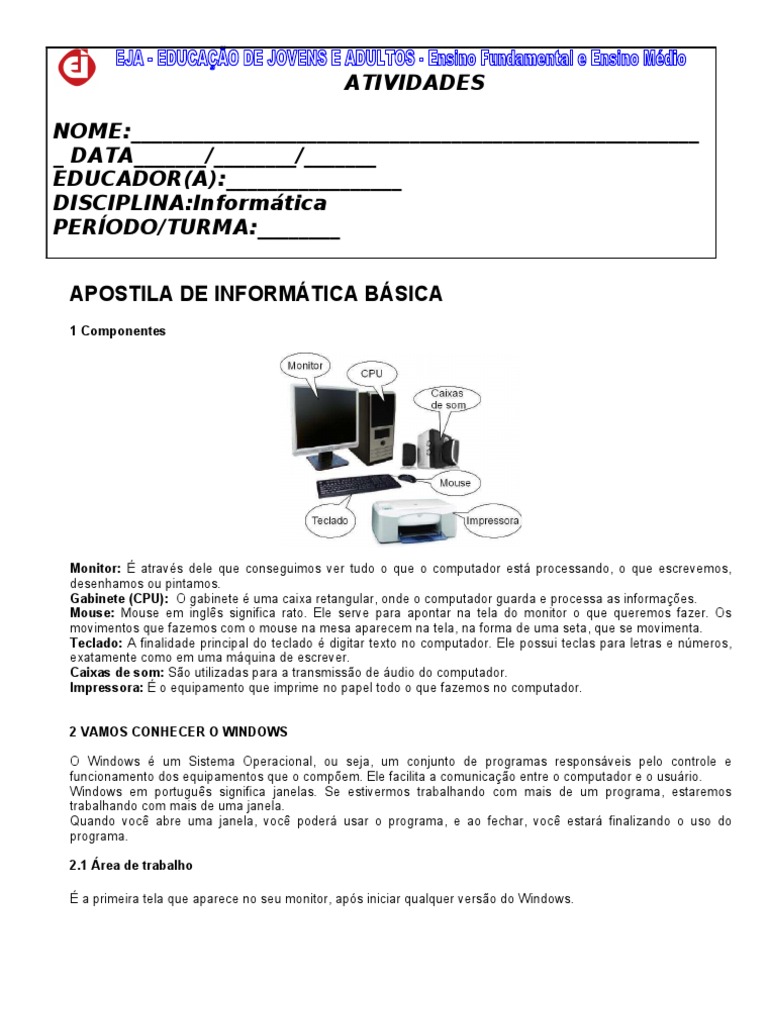 Apostila de Informática Básica | PDF | Janela (informática) | Microsoft Windows