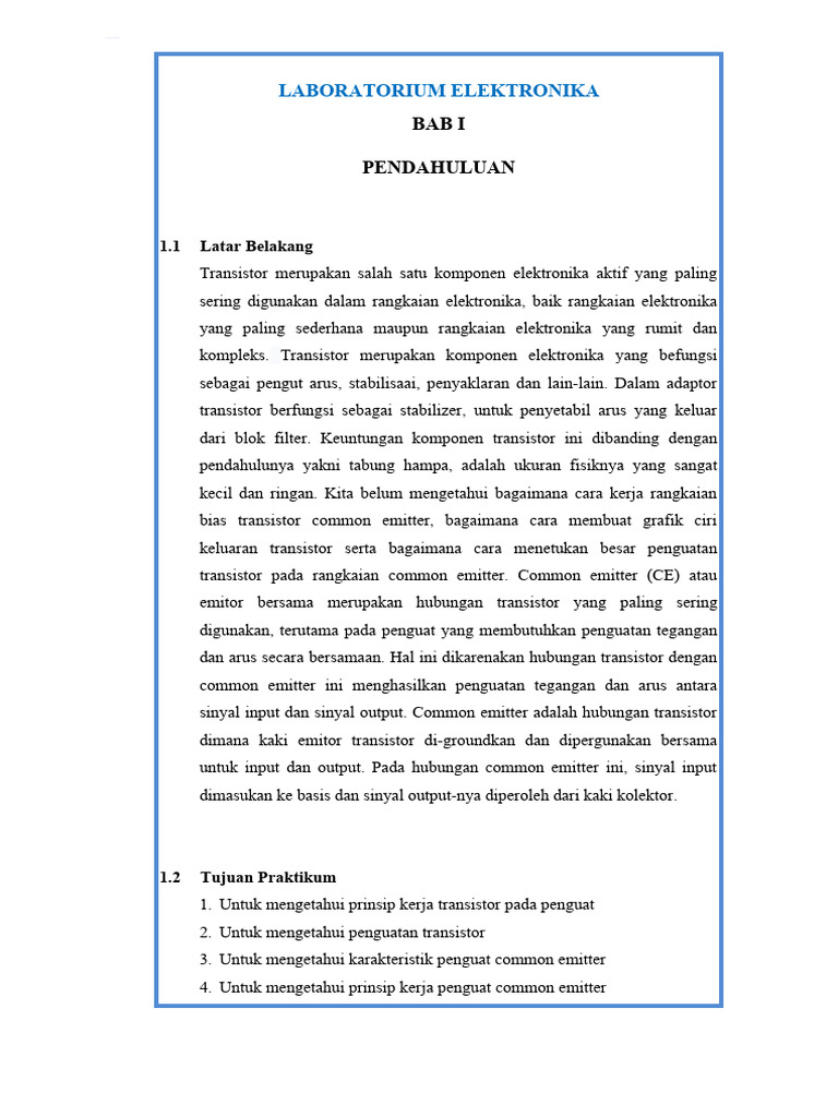 Jurnal 2 Eldas Karakteristik Transistor & Common Emitter | PDF