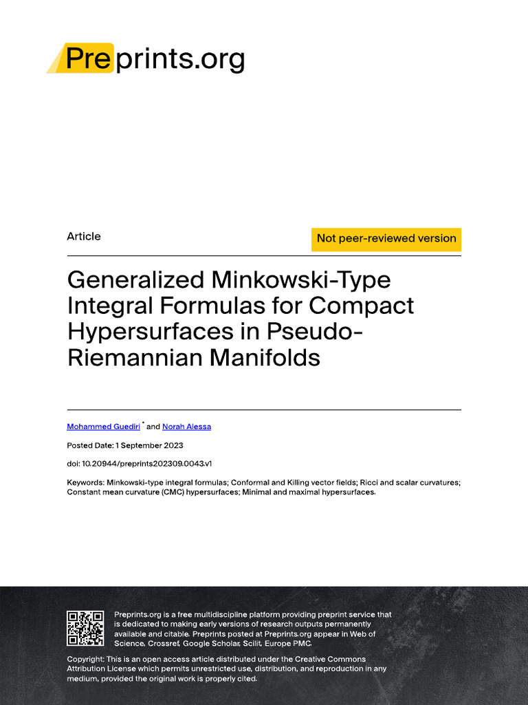 Generalized Minkowski Type Integral Formulas For Compact Hypersurfaces In Pseudo Riemannian