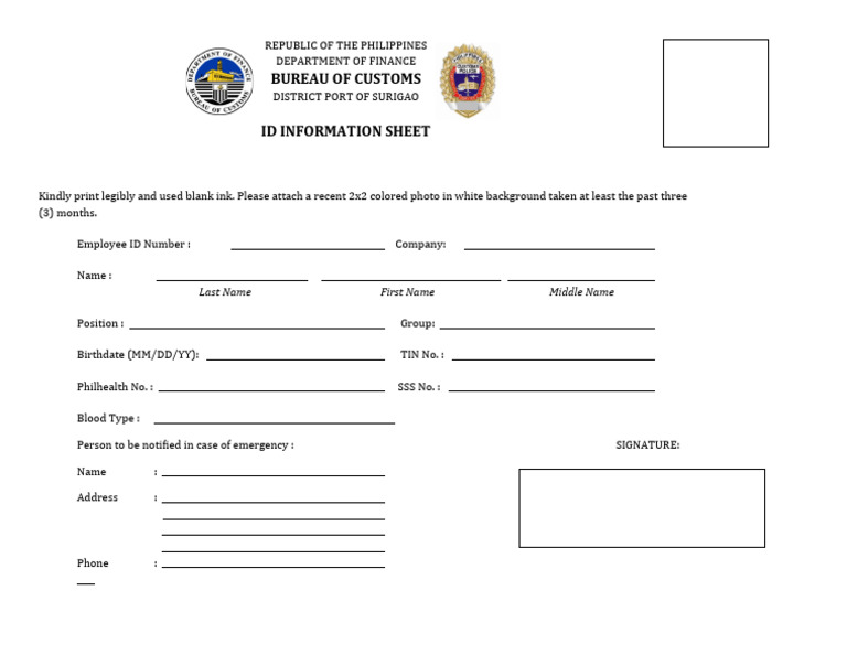 Id Information Sheet | PDF
