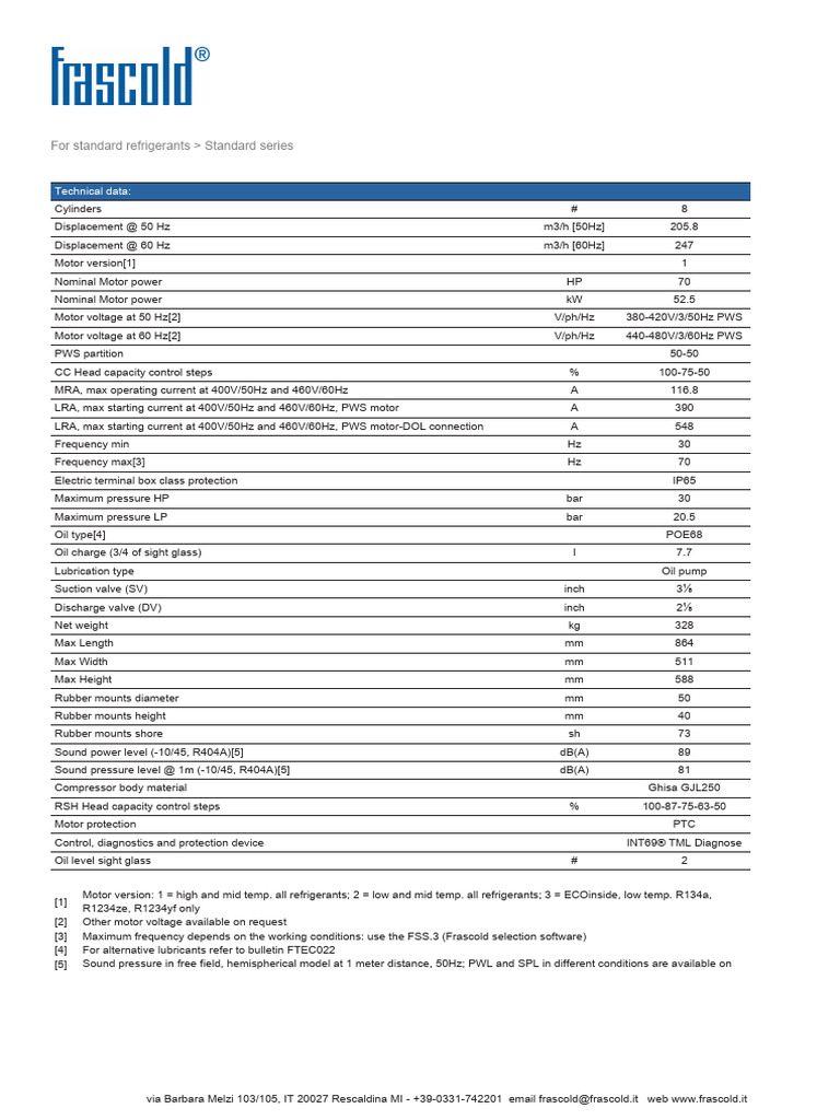 Data Sheets: For Standard Refrigerants Standard Series | Download Free ...