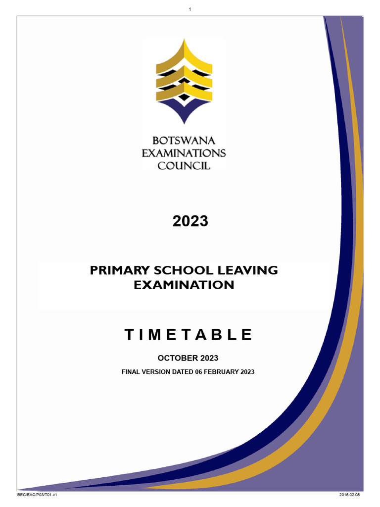 PSLE 2023 Exam Timetable Overview | PDF