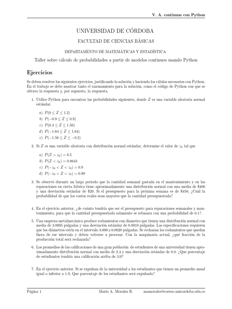 Ejercicios VA Continuas | PDF