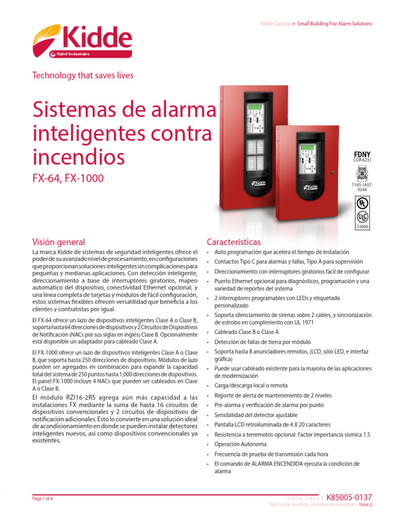 FX Series Intelligent Fire Alarm Systems | PDF