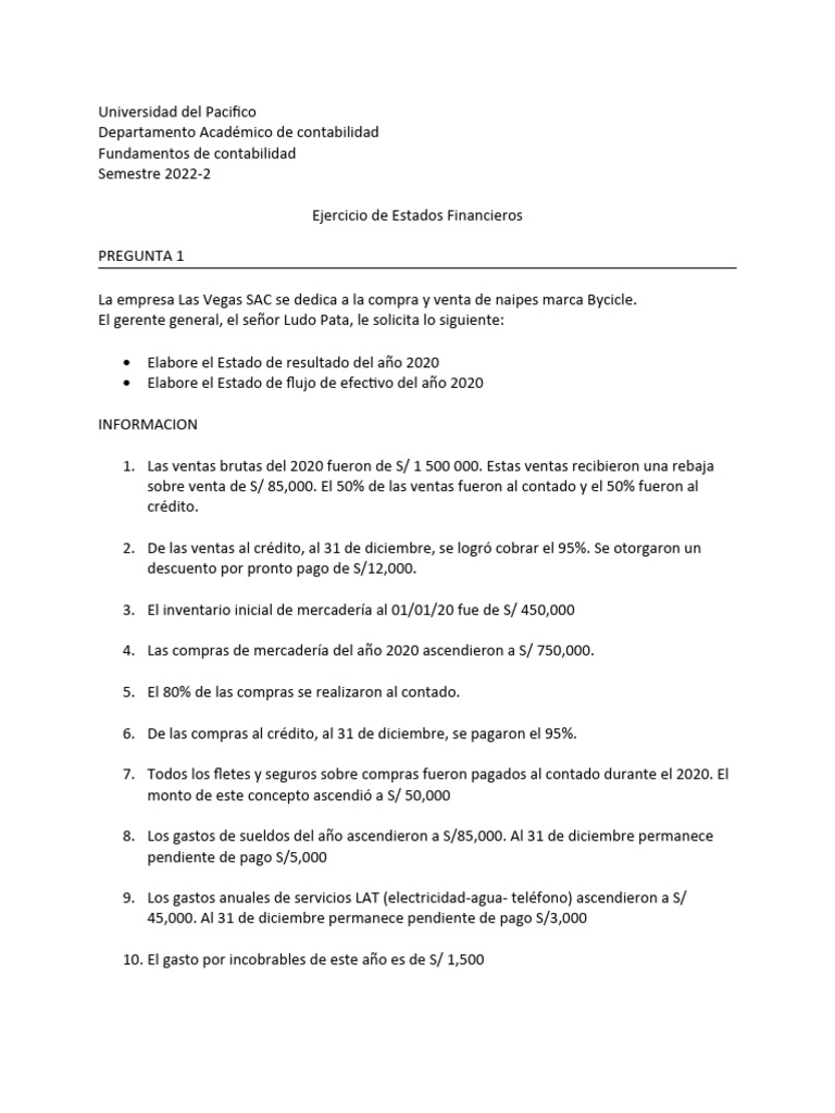 Ejercicio 1 Sobre ER y ECPN | PDF | Finanzas y dinero
