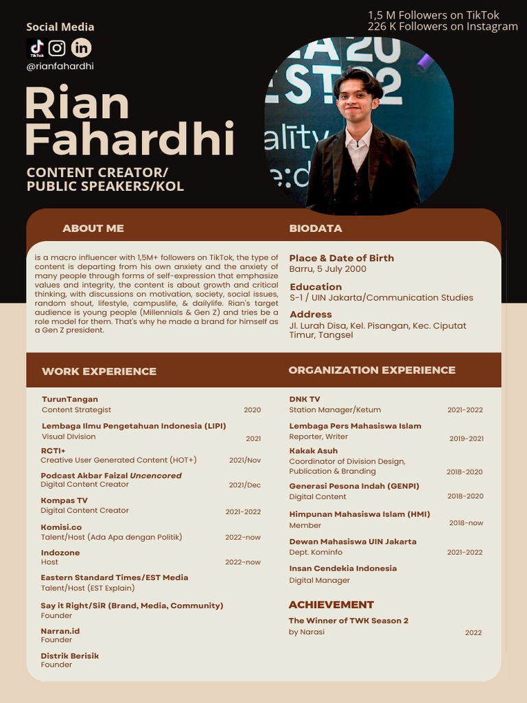 CV Rian Fahardhi (September) PDF | PDF | Communication | Mass Media