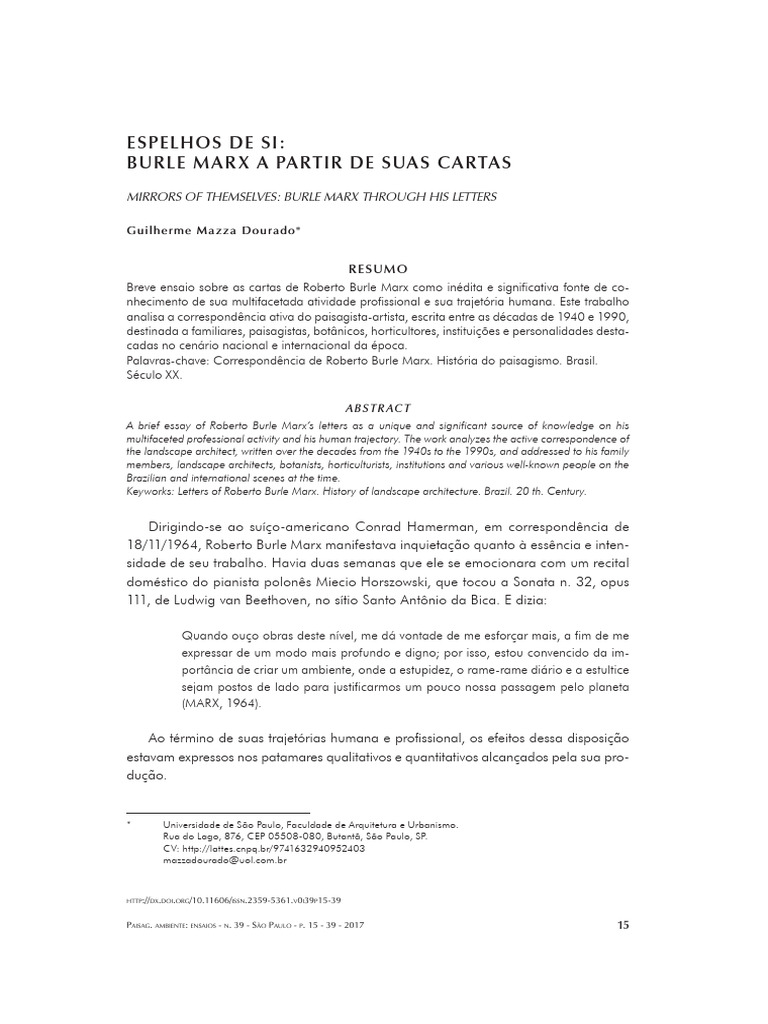 Burle Marx A Partir Das Cartas | PDF | São Paulo | Brasil