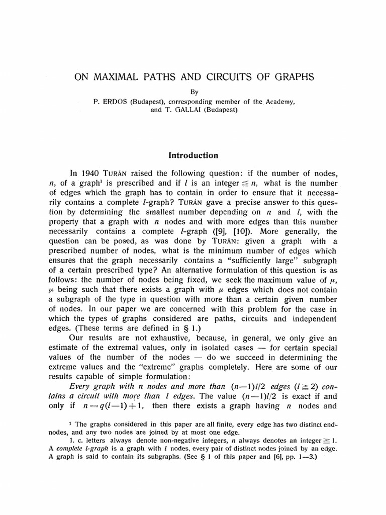 On Maximal Paths and Circuits Erods Gallai | PDF | Vertex (Graph Theory) | Theorem