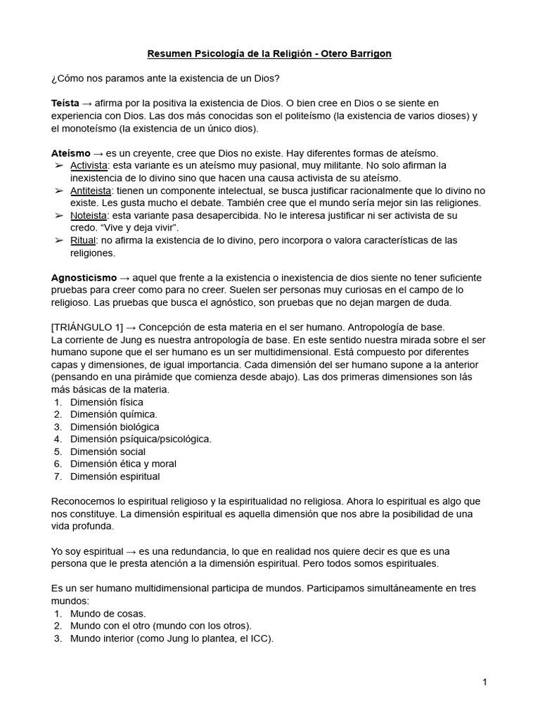 Resumen - Psicología de La Religión - 2c - 2023 | PDF | Filosofía ...