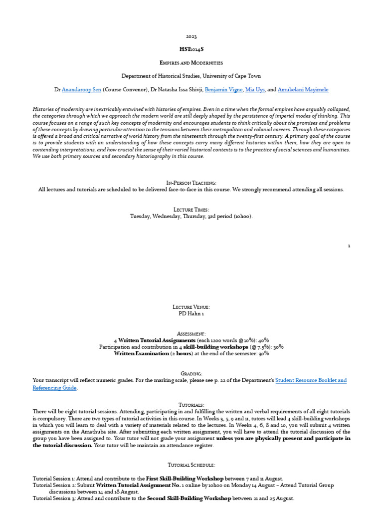 Natasha Shivji's Course on Empires | PDF | Career & Growth | Foreign Language Studies