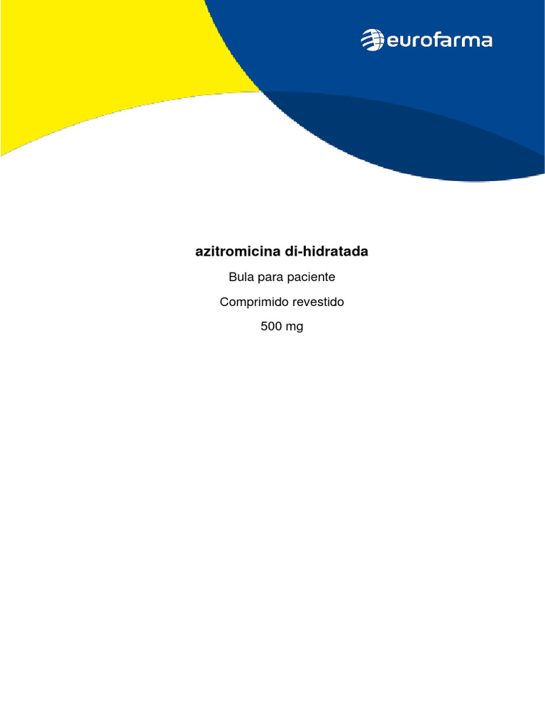 Bula Azitromicina Di Hidratada Comprimido 500mg | PDF | Pneumonia ...