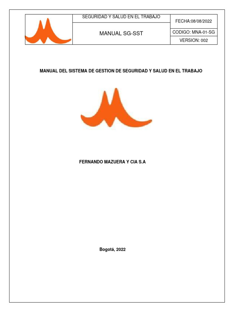 Manual Sg Sst | PDF | Seguridad y salud ocupacional | Riesgo