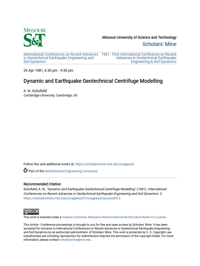 Dynamic and Earthquake Geotechnical Centrifuge Modelling | PDF | Geotechnical Engineering ...