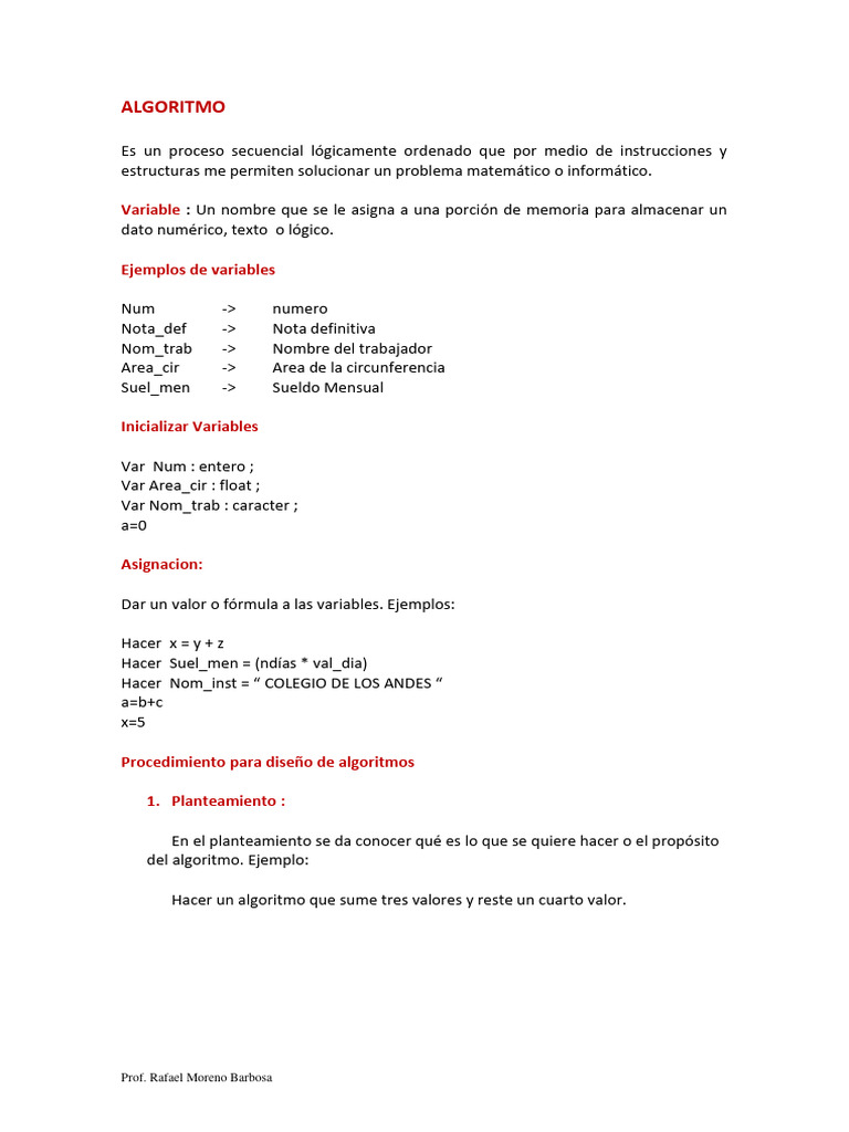 Algoritmos | PDF | Algoritmos | Variable (informática)