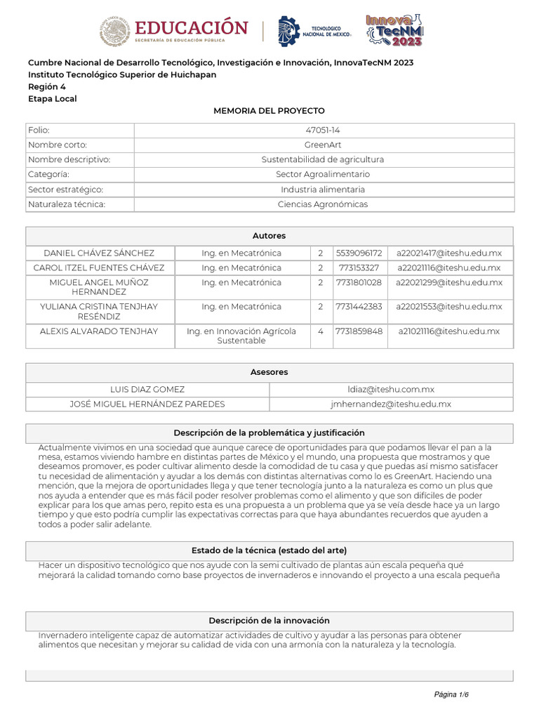 Innova TecNM Memoria Proyecto 47051-14 | PDF