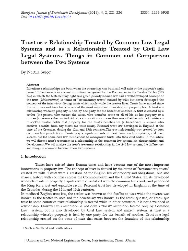 Trust As e Relationship Treated by Common | PDF