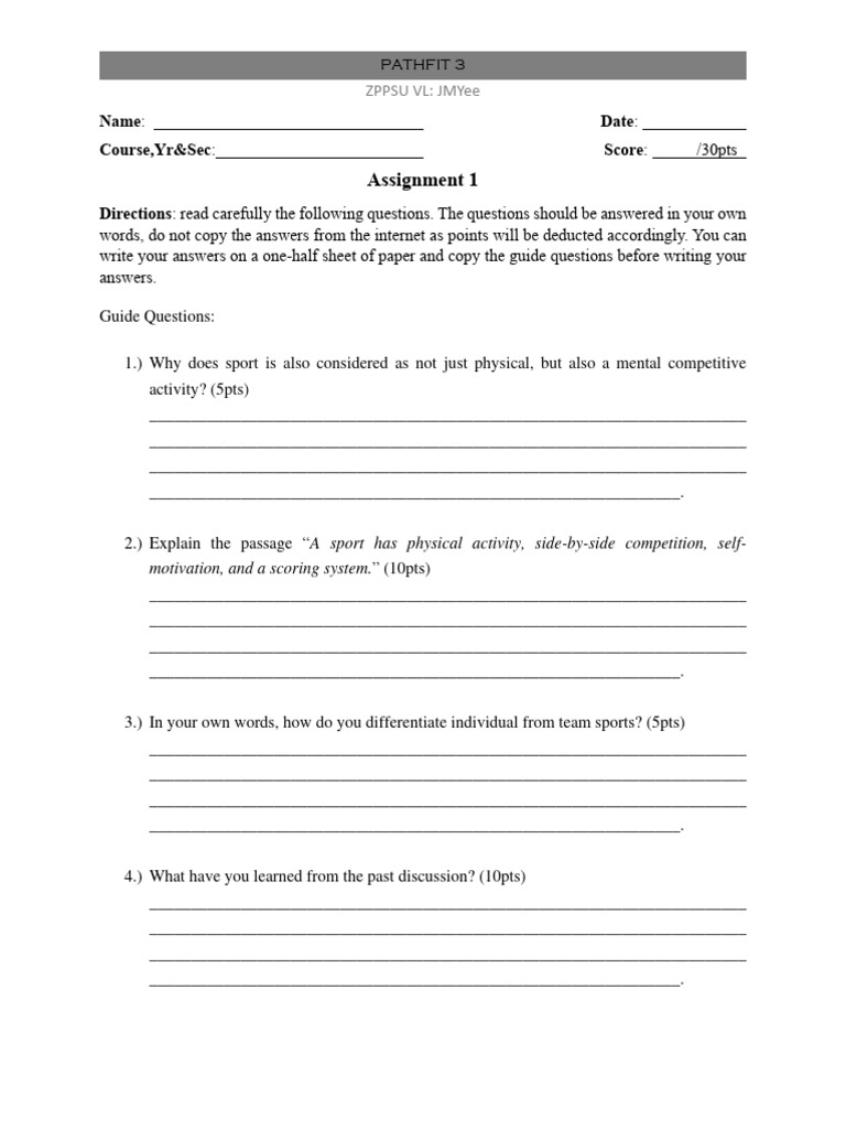 PATHFit 3 AssignmentFinal | PDF