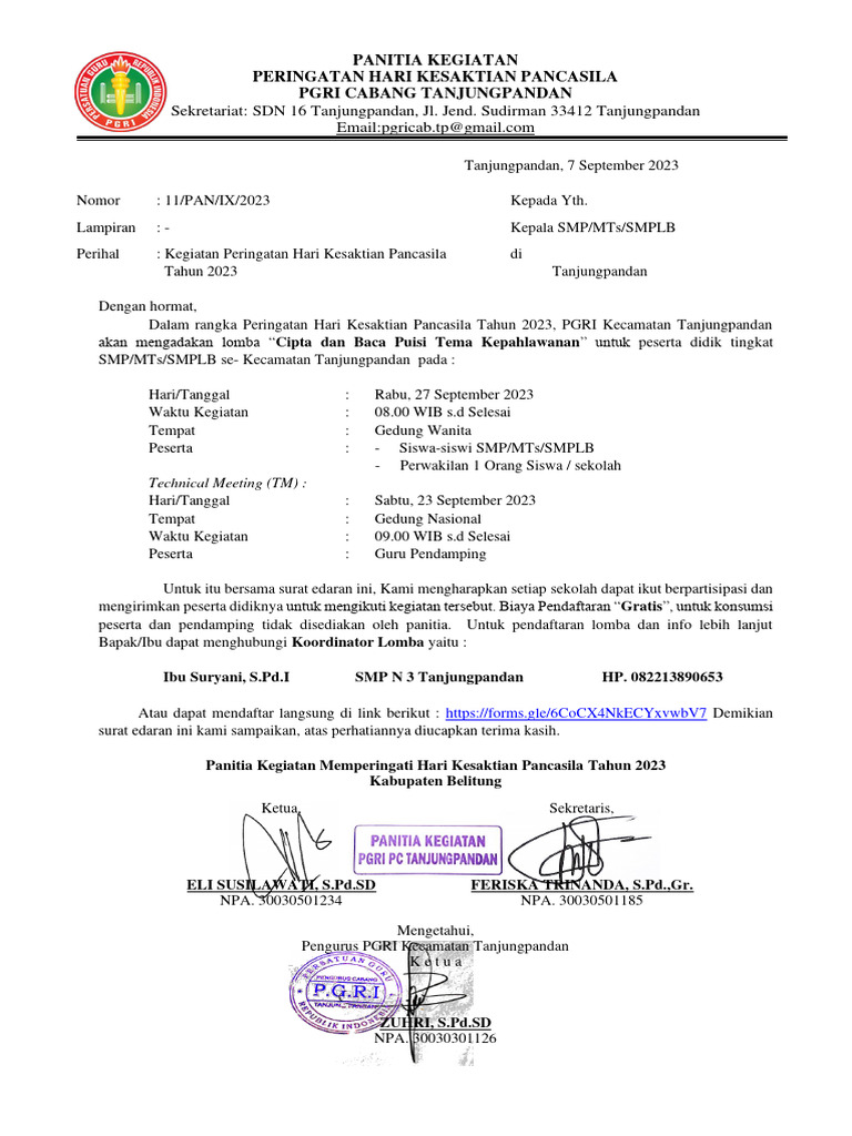 Surat Edaran Lomba Cipta Dan Baca Puisi Link | PDF Surat Edaran Lomba Cipta Dan Baca Puisi Link | PDF
