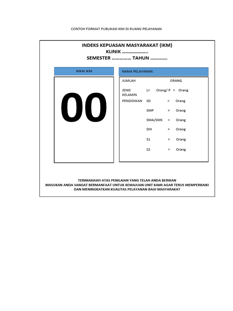 Contoh Format Publikasi Ikm Di Ruang Pelayana | PDF