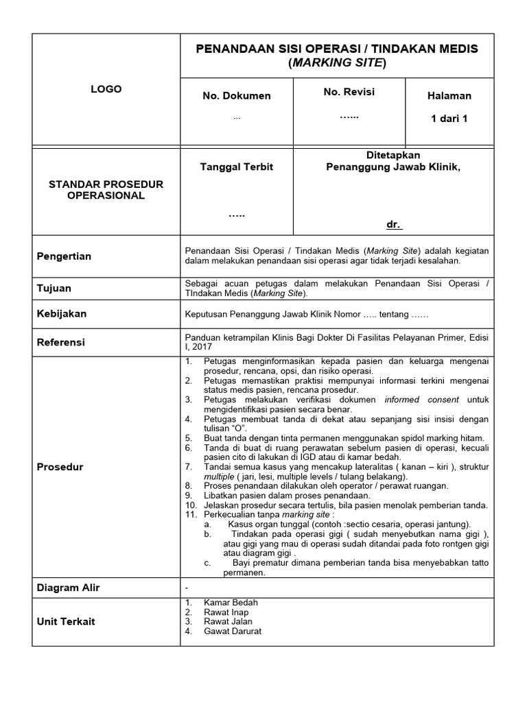 Spo Penandaan Sisi Operasi Atau Tindakan Medis (Marking Site) | PDF