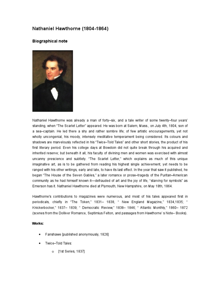 Biography of Nathaniel Hawthorne | PDF | Nathaniel Hawthorne