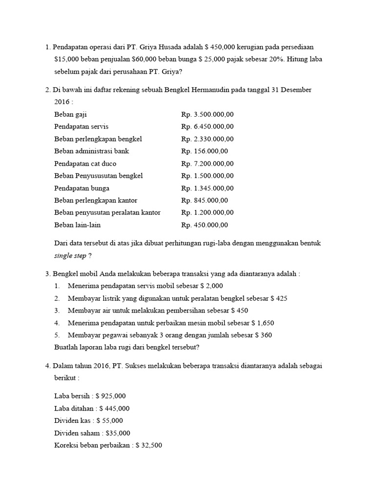 Latihan Soal Laba Rugi 1 | PDF