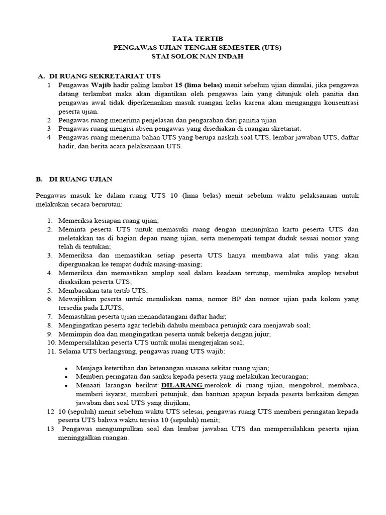 Tata Tertib Pengawas Ujian Dan Peserta Ujian | PDF | Karier & Perkembangan