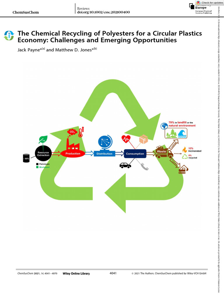 ChemSusChem - 2021 - Payne - The Chemical Recycling of Polyesters For A ...