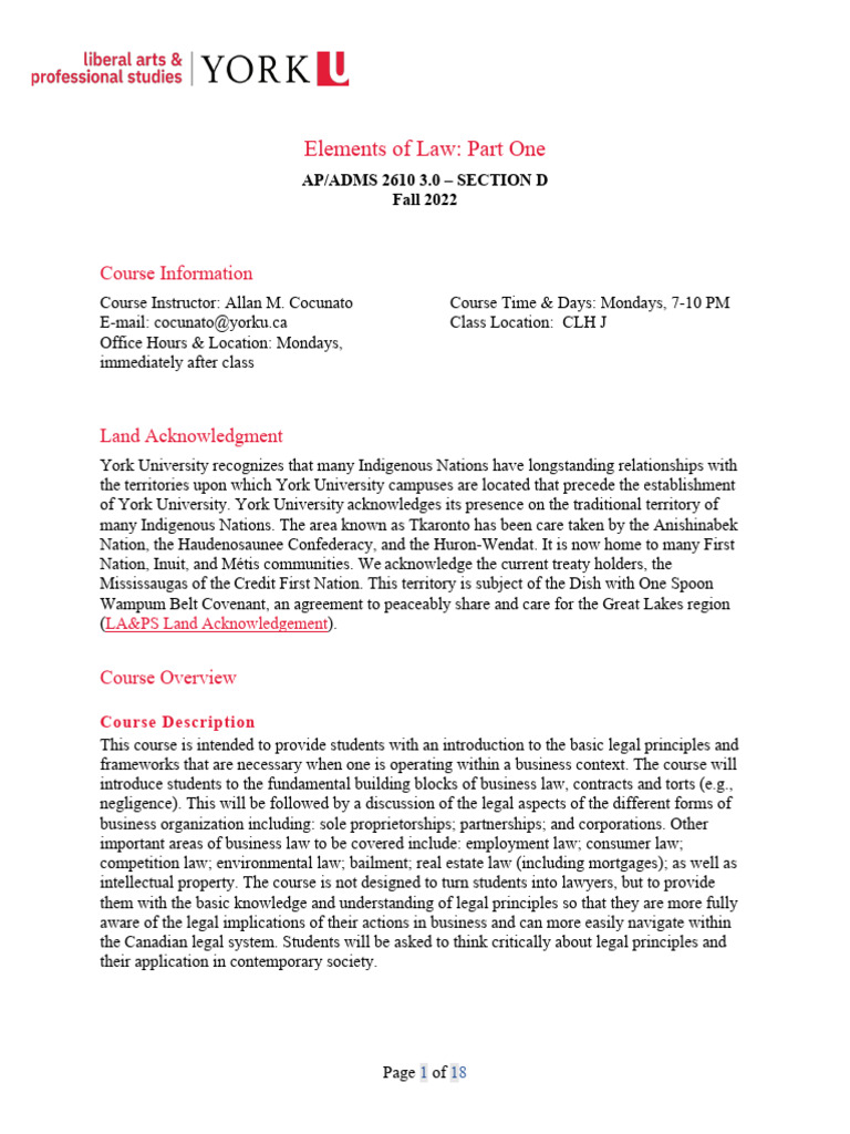 ADMS 2610 Course-Outline Cocunato (Rev) | PDF