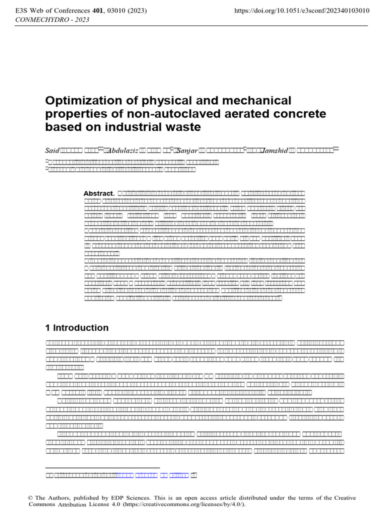 Optimization of Physical and Mechanical Properties NAAC | PDF | Concrete | Water
