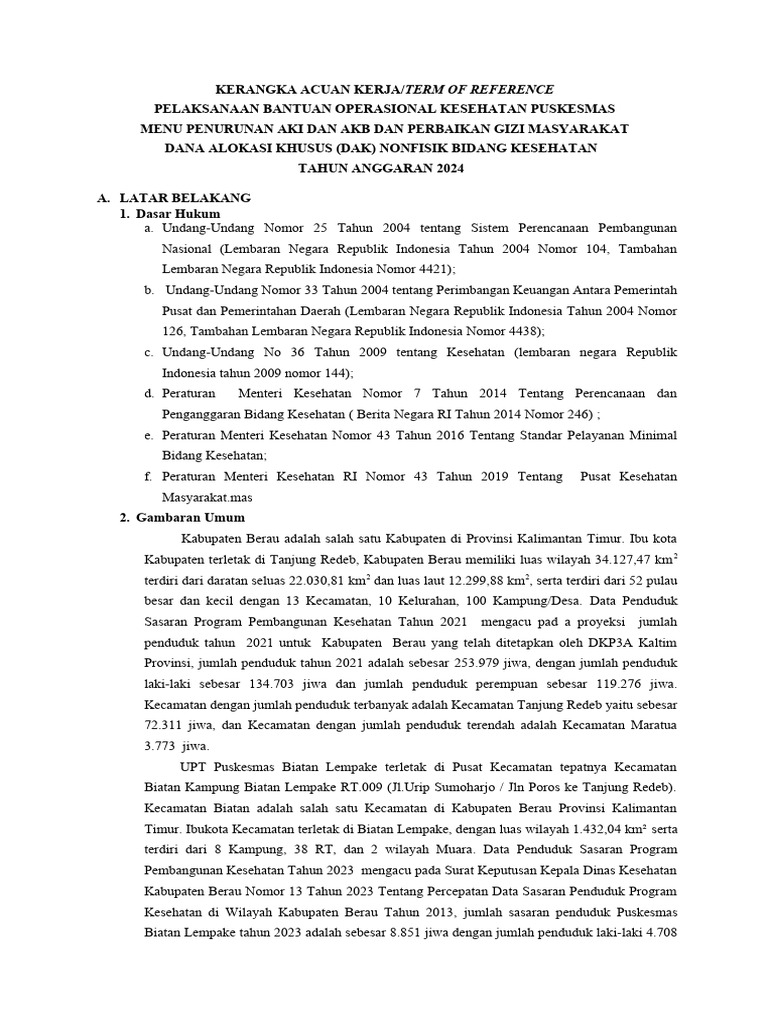 TOR-BOK-PKM - BTN - Penurunan AKI AKB | PDF