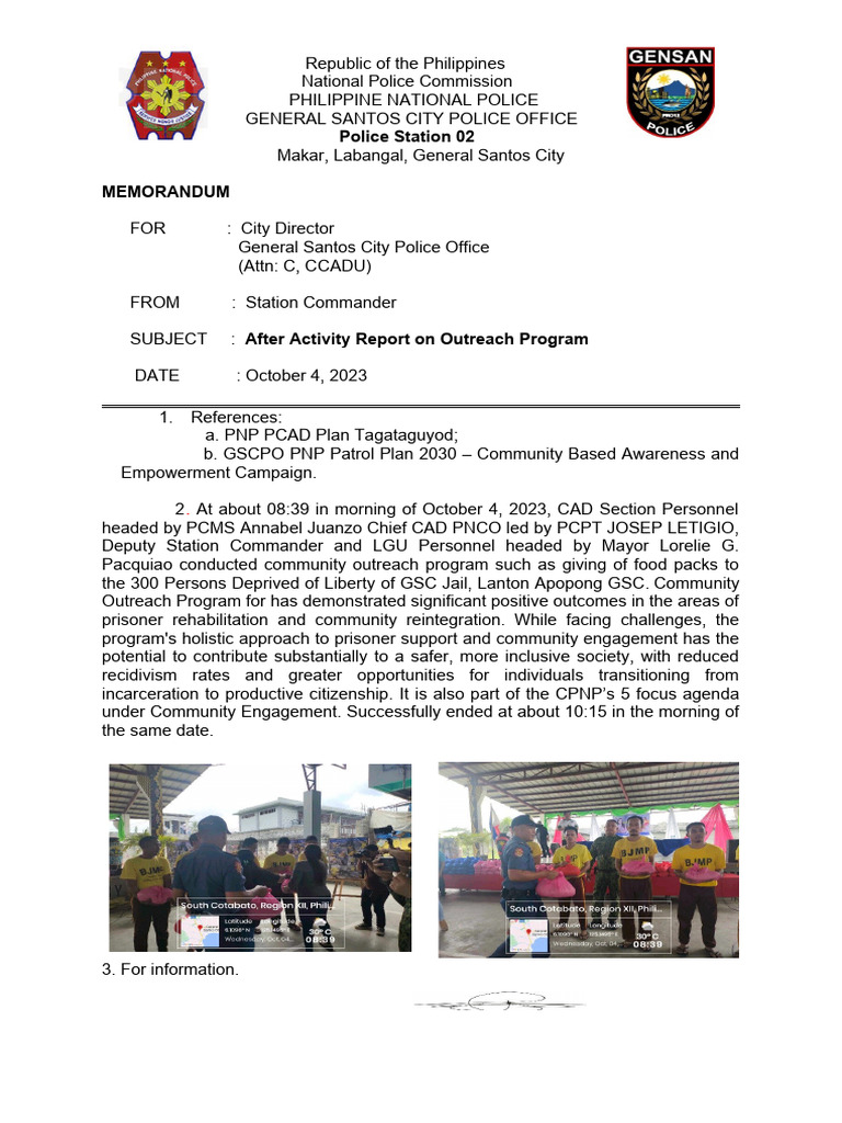 AAR On Outreach Program | PDF