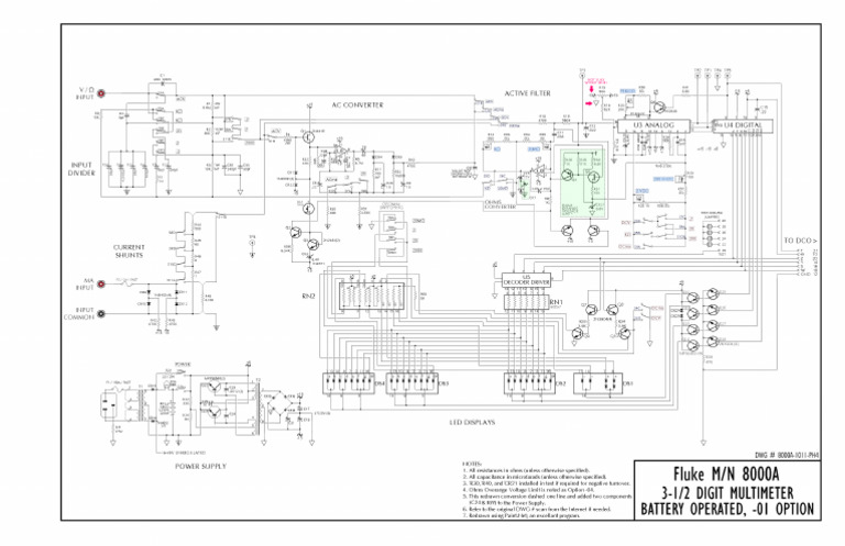Fluke 8000a Schematic Redrawn Final Pdf Pdf