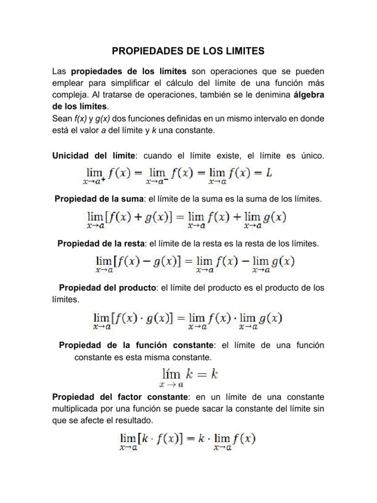 Propiedades De Los Límites – Introducción a los Límites y sus ...