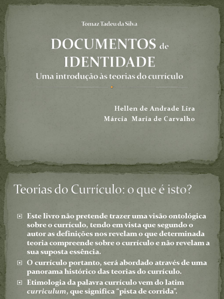 Documentos de Identidade - Thomaz Tadeu Da Silva | PDF