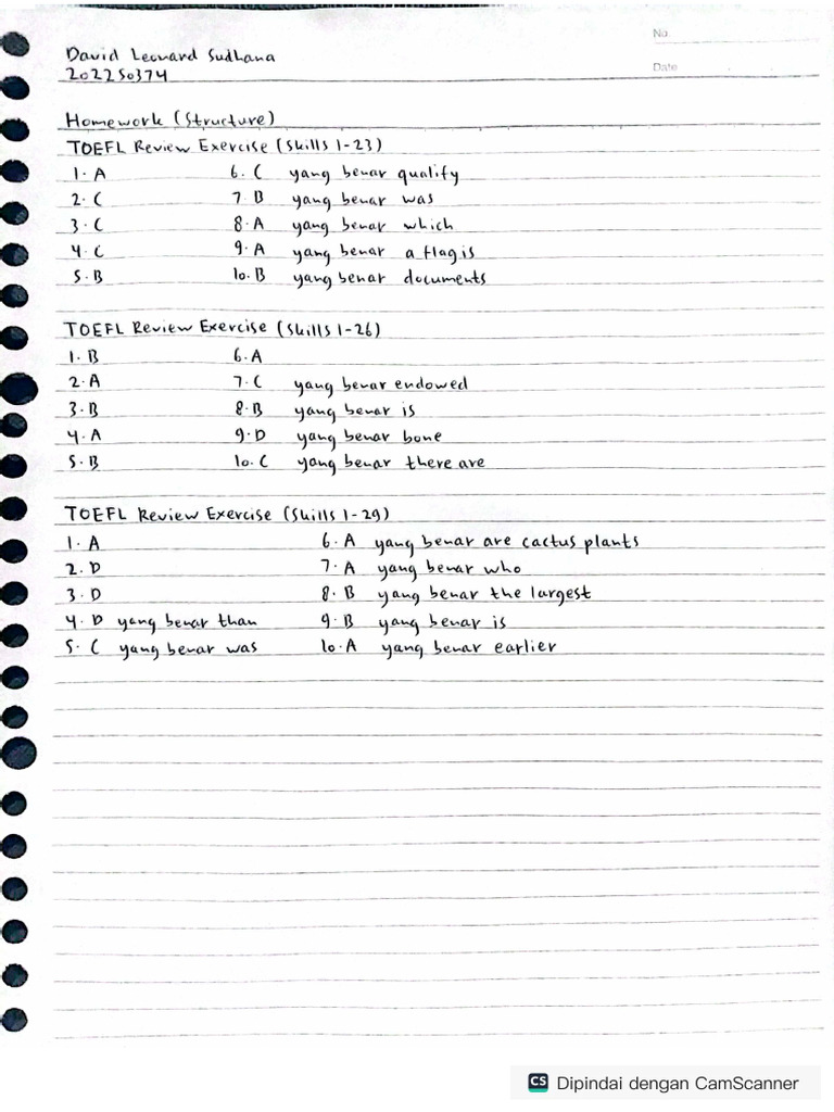 Homework Structure Pdf
