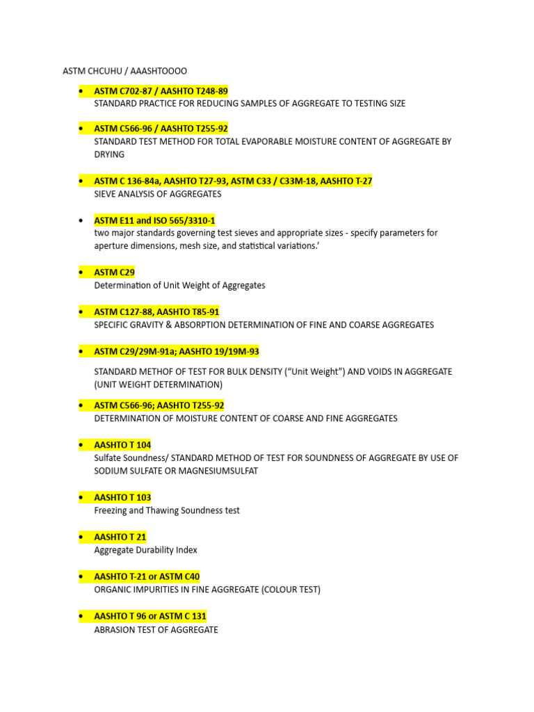 Astm/ Aashto Reference Standards | PDF