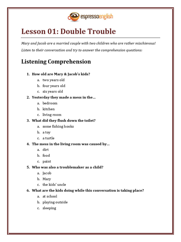 Lesson 01 - Double Trouble | PDF